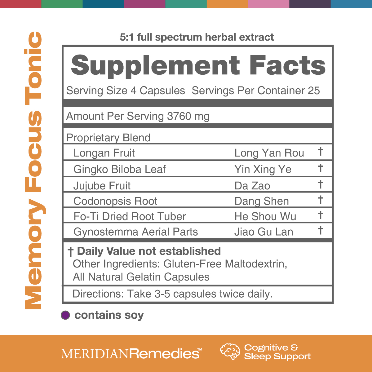 Meridian Remedies Memory Focus Tonic (100 Caps) | MERIDIAN REMEDIES ...